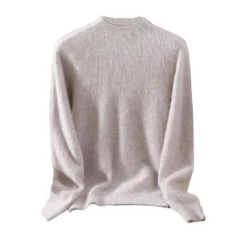 Generic Pull à manches longues et col haut pour femme, doux, chaud, décontracté, couleur unie, Light Lighttan, XL