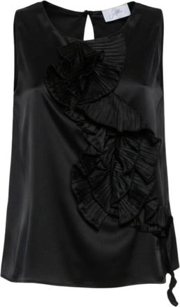 SoAllure Femme, Blouses et Chemises, Noir, Taille: 46 FR Chemisier &agrave; Volants Pliss&eacute;s