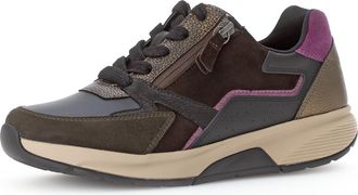 Gabor Damen Low-Top Sneaker, Frauen Halbschuhe,Laufschuhe,schnürschuhe,schnürer,Business,Freizeit,Turnschuhe,schwarz/Choco/Berry,37.5 EU / 4.5 UK