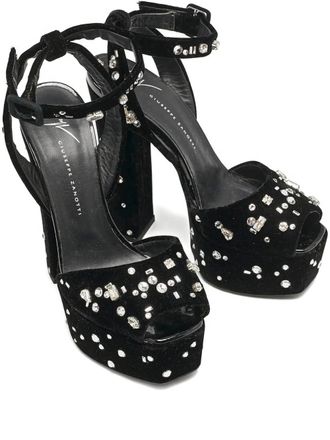 Giuseppe Zanotti velvet embellishment sandals - Schwarz