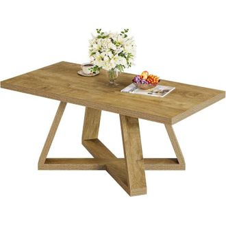 Tribesigns Tribesigns Rechteckige Couchtische 120 cm f&uuml;r Wohnzimmer, Schlafzimmer, Home-Office, rustikaler Couchtisch im Landhausstil, rustikales Braun