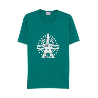 Kenzo T-shirt en Soie et Nylon - Homme - Tops - Vert - Taille: L