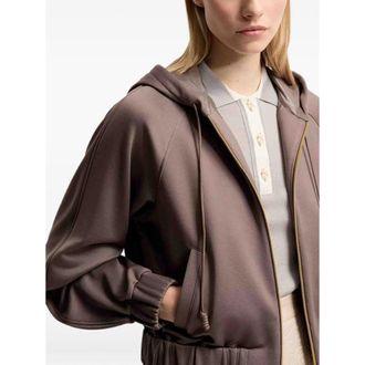 Moncler Hooded Zip-Up Cardigan - Brown