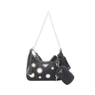 Prada Pre-owned Re-Edition 2005 Nylon Saffiano Leder Schultertasche - - Pre-owned - Damen - Schwarzk - ONE SIZE