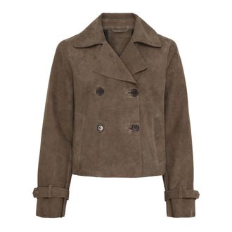 Notyz Wildleder-Kurzmantel - - Jackets - Damen - Braun - 2XL