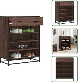 vidaXL The Living Store Schuhschrank Eichen-Optik 75x38x97,5 cm Holzwerkstoff Metall - Schuhregal
