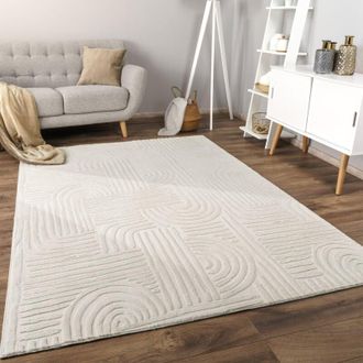 Paco Home Paco Home - Tapis Salon Chambre Adulte Poils Ras Scandinave Motif Boho Motif Geometrique 200x280 cm, Crème 7