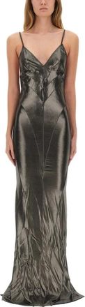 Rick Owens Femme, Robes, Gris, Taille: 40 FR Metallic Long Dress