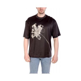 Emporio Armani ASV Lyocell-Mischgewebe Jersey Oversize-T-Shirt mit Lilienprint - - Tops - Herren - Schwarzk - L