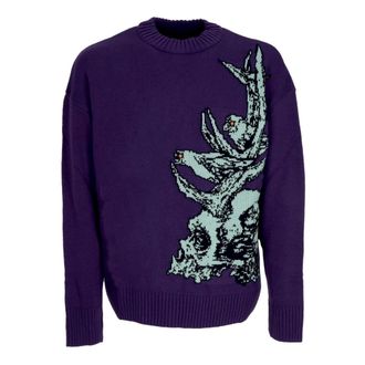 Dolly Noire Homme, Pulls, Violet, Taille: XL Pull crâne jacquard violet poussière