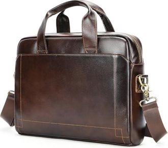 Generic Sac en cuir rétro pour homme de 38,1 cm, grande capacité, convient pour les affaires, les voyages, cadeaux pour petit ami/papa/mari, café, 15 Inch Lap