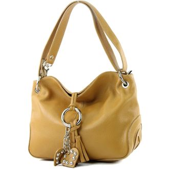 modamoda.de T10 - ital. Leder Schultertasche Umh&auml;ngetasche, Farbe:Senfgelb