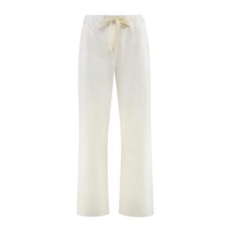 Max Mara Pantalon Argento en Coton Popeline - Femme - Pantalons - Beige - Taille: 36 FR