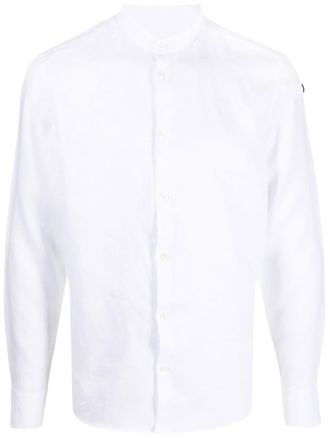 low brand chemise en lin &agrave; design sans col - Blanc