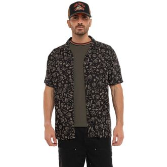Von Dutch Chemise homme fluide manches courtes en viscose imprim&eacute;e Tats