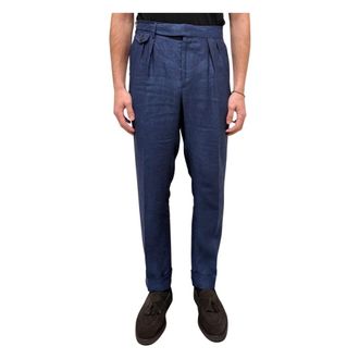 L.B.M. 1911 Blaue Leinen Jazzhose mit G&uuml;rtel - - Trousers - Herren - Blau - XL