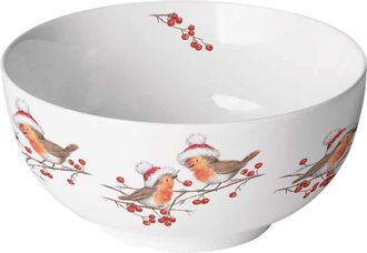 Ambiente Schale Müslischale 0,4 l, Schüssel/Dessertschalen/Salatsschüsseln - Weihnachtachale Rotkehlchen/Robin Kollektion