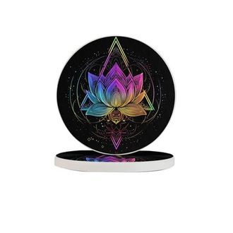 Generic Lot de 6 dessous de verre en diatomite absorbant motif fleur ethnique galaxie lotus &agrave; s&eacute;chage rapide pour boissons, tasses rondes pour table, bar, d&eacute;c