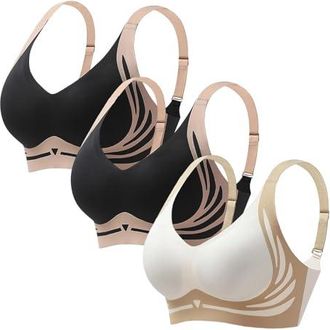 Generic Lot de 3 soutiens-gorge de sport sans couture pour femme - Soutien-gorge de sport doux - Réglable et confortable - Soutien-gorge de sommeil sans armat