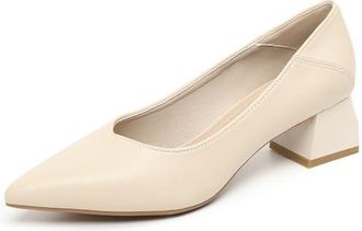 Generic Escarpins Classiques en Cuir Véritable À Bout Pointé 4.5cm Talon Bloc Chaussures De Travail Semelle Antidérapante Doublure Respirante Tailles 34-43,Ap