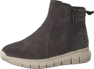 Tamaris COMFORT Damen Stiefeletten ohne Absatz mit Reißverschluss Flach Comfort Fit, Grau (Antrac. Suede), 36 EU