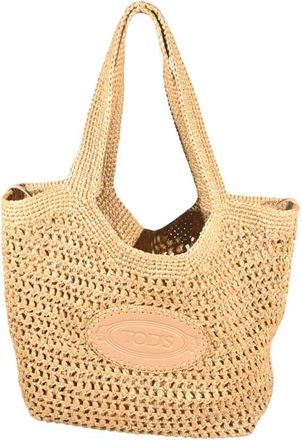 Tod's Femme, Sacs, Beige, Taille: ONE Size Raffia Medium Tote Bag