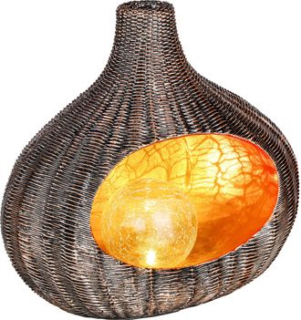 Meinposten Solarleuchte MALI Solarlampe warmweiß Garten Balkon Korboptik Korb Laterne Windlicht Solar