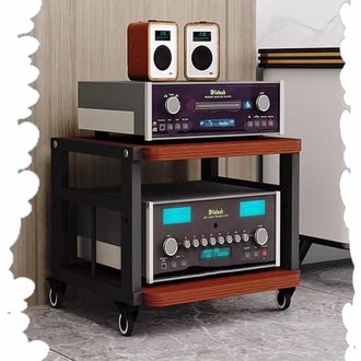 Generic HiFi-Rack, AV-Medienst&auml;nder Mit Rollen, 3/4/5-stufiger Audio-Video-Regal Verst&auml;rker Rack, Holz-Stereoschrank, Verstellbare Regale, CD-Player-St&auml;nder F
