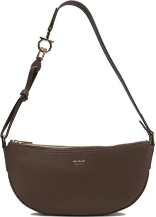 Ferragamo Hobo Bags - Textured Leather Shoulder Bag - Gr. unisize - in Braun - f&uuml;r Damen