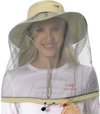 Bassdash UPF 50+ Moustique Chapeau de Soleil avec Filet de Tête Caché et Rabat de Cou pour Hommes Femmes Pêche en Plein Air Randonnée Camping