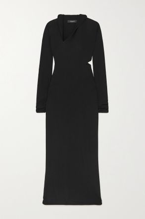 Versace Maxikleid Aus Stretch-jersey Mit Cut-out Und Kapuze - Schwarz