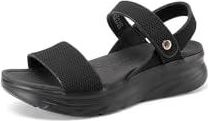 Queen Helena BZ430 Sandales de sport avec semelle orthopédique décontractées pour femme, Noir, 39 EU