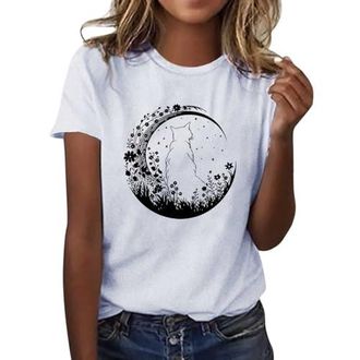 Generic T-shirt graphique &agrave; manches courtes pour femme avec imprim&eacute; coeur pour la Saint-Valentin 2026, blanc, XXL
