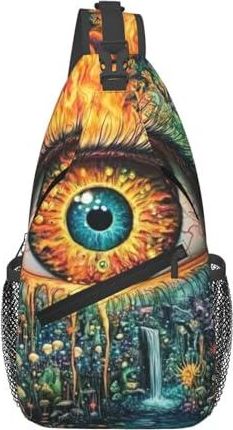 Generic Sac &agrave; dos &agrave; bandouli&egrave;re avec yeux psych&eacute;d&eacute;liques 3D pour homme