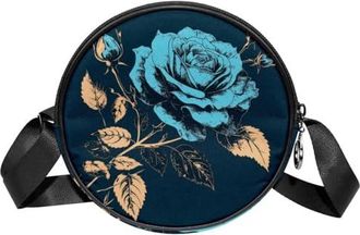 Generic Sac &agrave; bandouli&egrave;re Circle pour femme, petit sac &agrave; bandouli&egrave;re bleu noir rose avec fermeture &eacute;clair, bretelles r&eacute;glables, sac &agrave; main rond d&eacute;contract&eacute; po