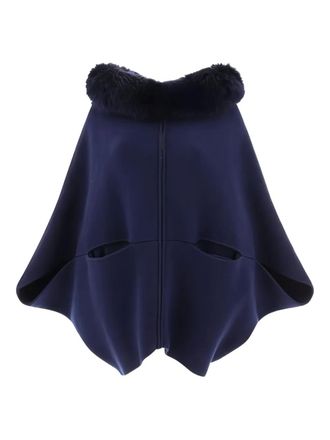 Giovi Pellicce Cape mit Pelzbesatz - Blau