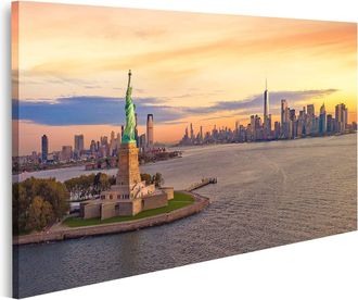 Islandburner Bild auf Leinwand Freiheitsstatue New York City Manhatttan Hintergrund Sonnenuntergang Usa Bilder Wandbilder Poster