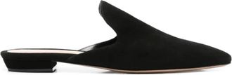 Gianvito Rossi Schwarze Nubuk-Mules mit mandelf&ouml;rmiger Spitze - - Shoes - Damen - Schwarzk - 39 EU