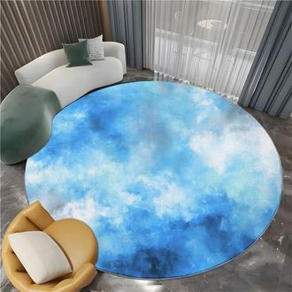 Generic Bleu Marine Tapis Rond antid&eacute;rapant Abstrait, Doux et Lavable en Machine Tapis Rond &agrave; Motif Texture Grunge pour Chambre &agrave; Coucher Salon Salle &agrave; Manger