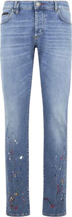 Philipp Plein Homme, Jeans, Bleu, Taille: W34 Super Straight Cut Jeans Paint