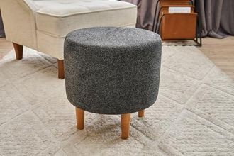 Atelier Del Sofa Stylish Grey Pouffe, 40 x 42 x 40 cm | 100% Wooden Frame, 100% Polyester & Cotton Fabric | Comfortable 32 DNS Foam Seating, Perfect for Modern Living 