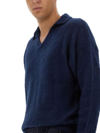 Family Fir$t Milano Kid Mohair Blend Polo - Blue