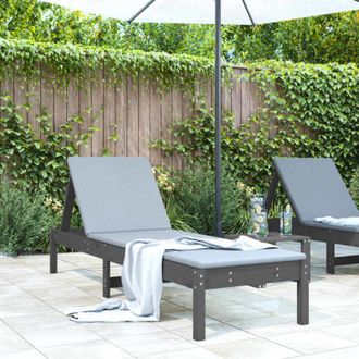 vidaXL Vidaxl - Chaise longue gris 199,5x60x74 cm bois massif de pin
