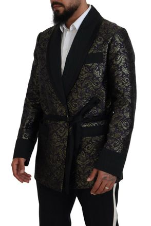 Dolce & Gabbana Mens Gold Purple Baroque Jacket Blazer Robe Clothing