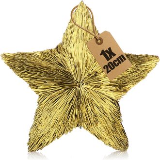 Com-Four Deko-Stern 3D aus Kunststoff - metallisch gl&auml;nzender Dekostern - Klassische Dekoration f&uuml;r Winter und Weihnachten - ca. 20cm (1x goldfarben)