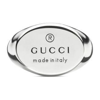 Gucci Chevalier-Ring mit ovalem Anh&auml;nger - - Accessories - Damen - Grau - 49 MM