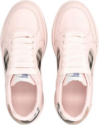 Burberry Low-Top Sneaker - London Leather And Check Terrace Sneakers - Gr. 35 (EU) - in Beige - f&uuml;r Damen