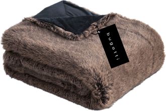 Bugatti Kunstfell Decke 150x200 cm - Fellimitat Kuscheldecke besonders flauschig & weich, besonders warm, Felldecke Dunkelbraun