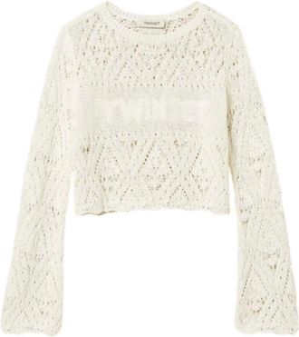 Twinset Femme, Pulls, Blanc, Taille: 48 FR Maglia motivo a rombi