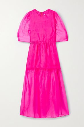 Les R&ecirc;veries Midikleid Aus Seidenorganza - Pink